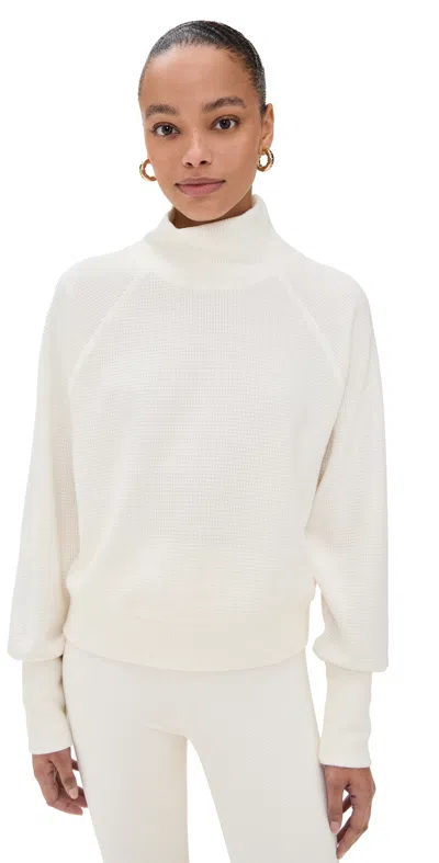 Alo Yoga Waffle Weekend Escape Mock Neck Sweatshirt Ivory | ModeSens
