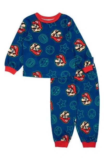 Ame Kids' Super Mario™ Mario Two-piece Fleece Pajamas In Blue | ModeSens