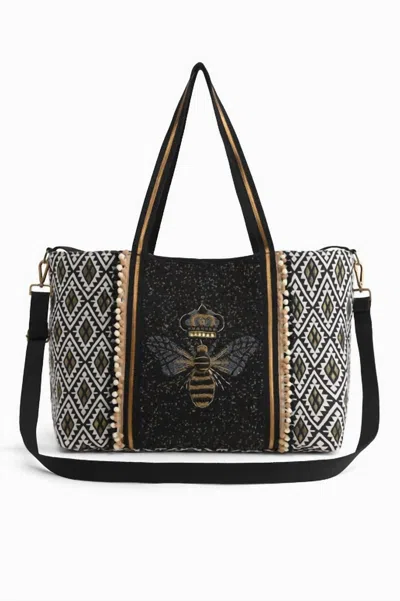 America & Beyond Women's Queen Bee Tote Bag In Grey/black In Multi ...