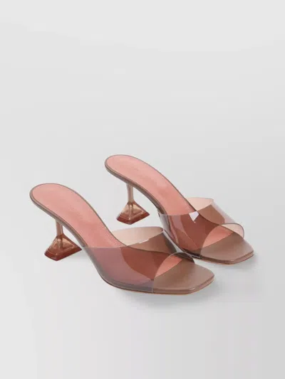 Amina Muaddi Clear Pvc Sculptural Heel Mules In Pink | ModeSens