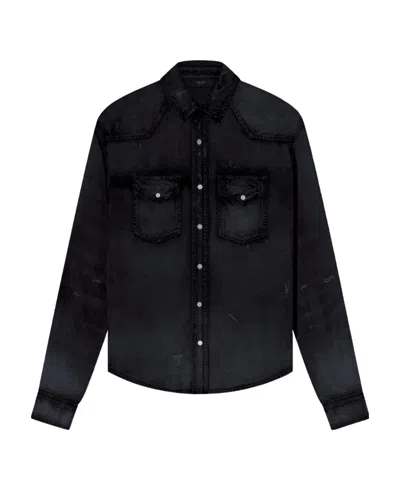 Amiri Camouflage Decal Denim Shirt In Black | ModeSens