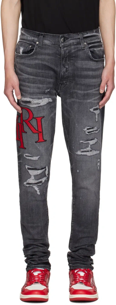 Amiri Gray Staggered Jeans In Rain Grey | ModeSens