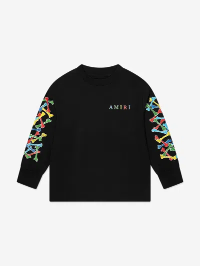 Amiri Kids Bones Scribble Long Sleeve T-shirt In Black | ModeSens