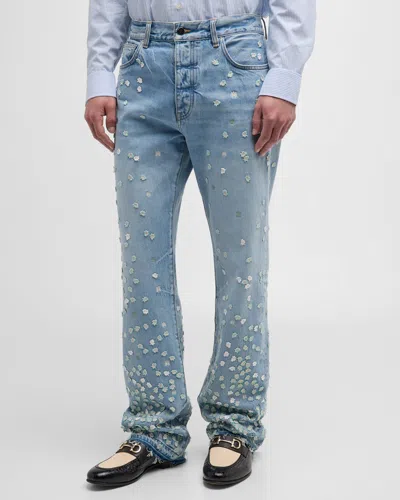 Amiri Men's Floral Straight-leg Jeans In Perfect Indigo | ModeSens