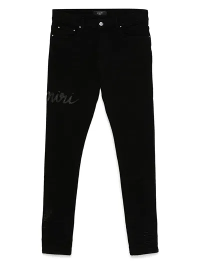 Amiri Men's Script Logo Skinny Jeans In Black | ModeSens