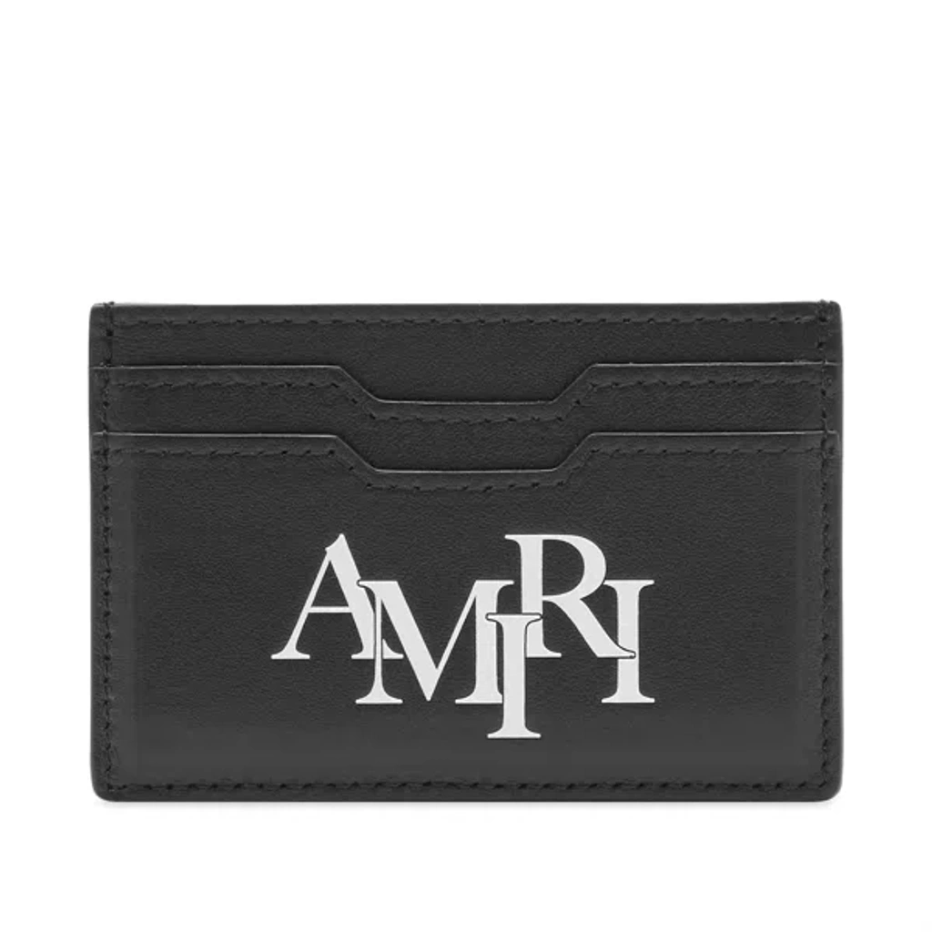 Amiri Printed Staggered Logo Card Holder In Gray | ModeSens