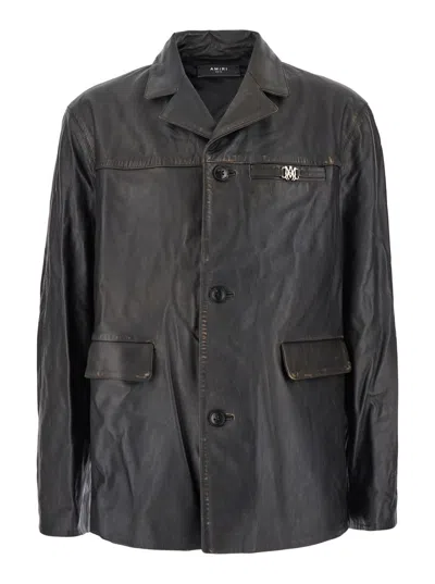 Amiri Tumbled Leather Sb Jacket In Brown | ModeSens