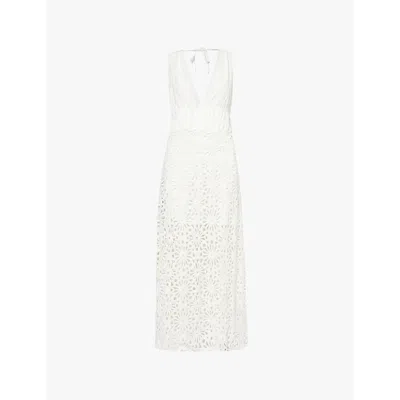 Amy Lynn Crochet-pattern Halterneck Cotton Midi Dress In White | ModeSens