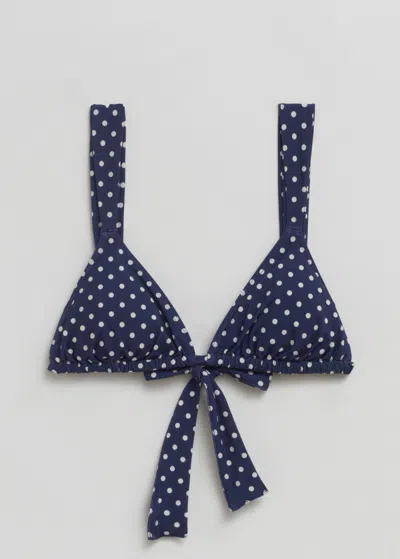& Other Stories Polka-dot Triangle Bikini Top In Blue | ModeSens