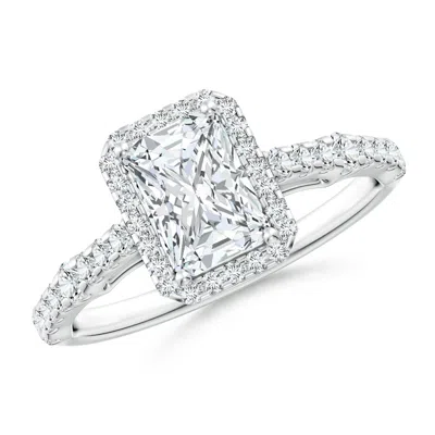 Angara Lab-grown Radiant-cut Diamond Station Halo Engagement Ring In ...