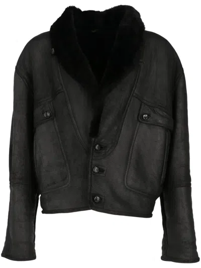 Pre-owned A.n.g.e.l.o. Vintage Cult 1980s Leather Bomber Jacket In 黑色 ...