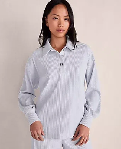 Ann Taylor Haven Well Within Ottoman Rib Polo Popover Top In Blue Heron ...