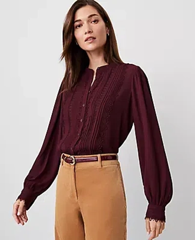 Ann Taylor Petite Pintuck Button Down Blouse In Mauve Rose | ModeSens