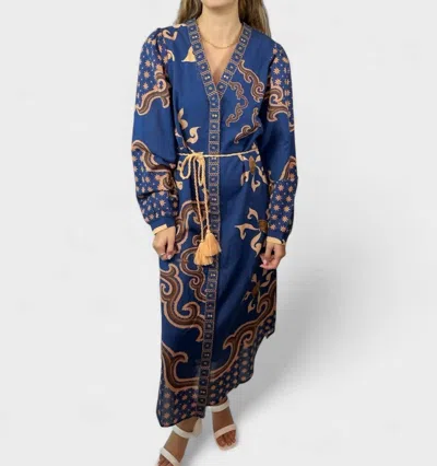 Anna Cate Sophie Maxi Dress In Navy Camel In Multi | ModeSens