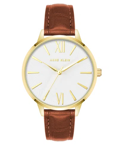 Anne Klein Women's Quartz Brown Polyurethane Watch, 33mm | ModeSens