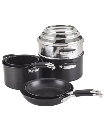 Anolon Smartstack 9pc Hard-anodized Nonstick Induction Cookware Set In ...