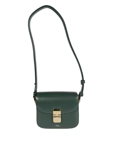 Apc A.p.c. Grace Logo Detailed Mini Shoulder Bag In Green | ModeSens