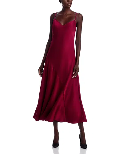 Aqua Satin Bias Cut Slip Midi Dress - Exclusive In Dark Wine | ModeSens