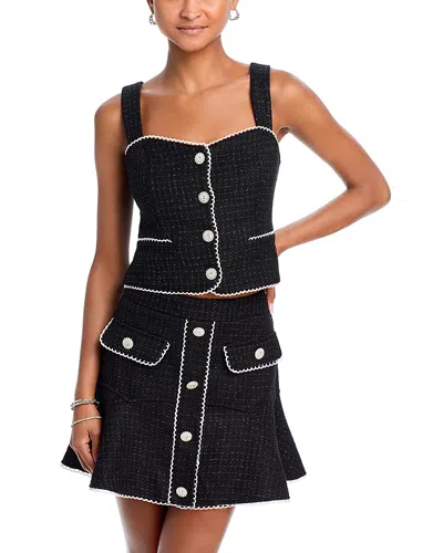 Aqua Scalloped Tweed Tank Top - Exclusive In Black/black | ModeSens
