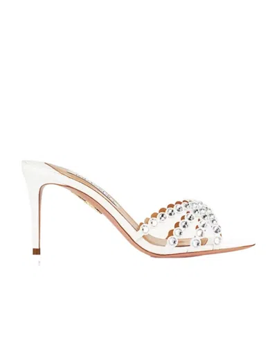 Aquazzura Tequila 75 Crystal-embellished High-heeled Sandals In White ...