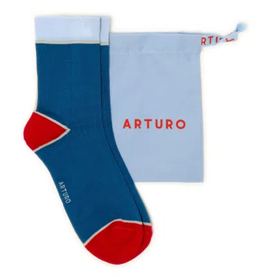 Arturo Women's Blue Calzini A Costine Multicolor Lisle Cotton - Petrol ...