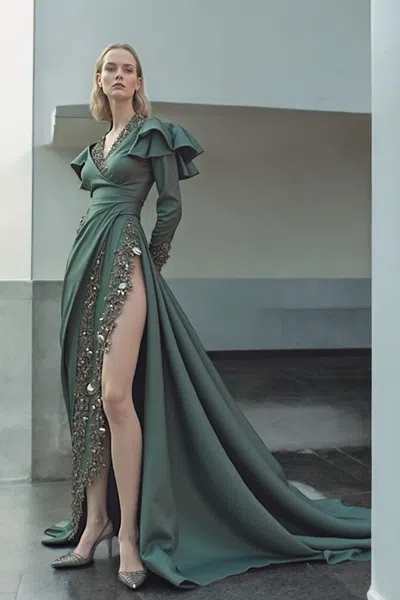 Auraelis Couture Emery Forest Gown In Green | ModeSens