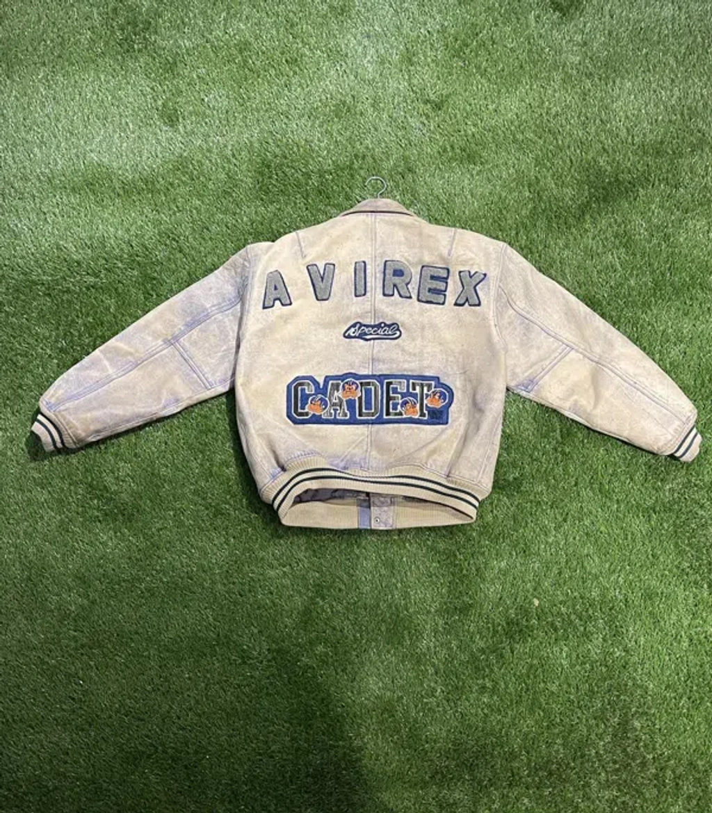 Pre-owned Avirex X Vintage Insane Faded Avirex Leather Varsity 70's In ...