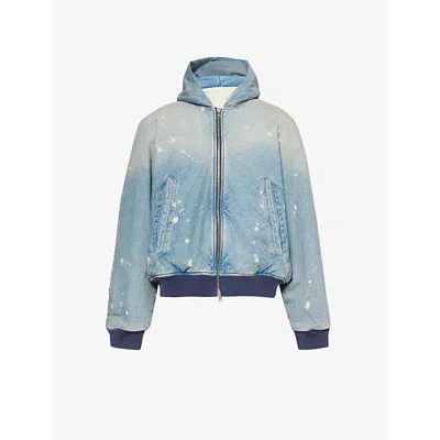 B1 Archive Mens Denim Paint-splattered Relaxed-fit Denim Hoody | ModeSens