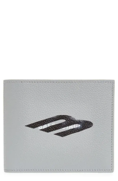 Balenciaga 3b Logo Leather Bifold Wallet In Heath Grey Multi | ModeSens