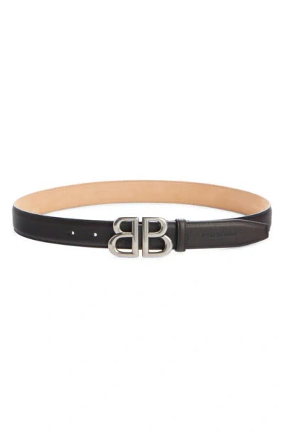 Balenciaga Bb Buckle Leather Belt In Black | ModeSens