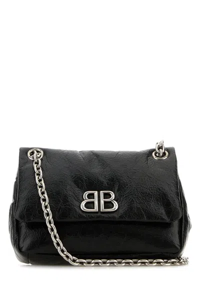 Balenciaga Black Leather Mini Monaco Shoulder Bag | ModeSens