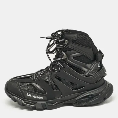Pre-owned Balenciaga Black Mesh And Faux Leather Track Hike High Top ...
