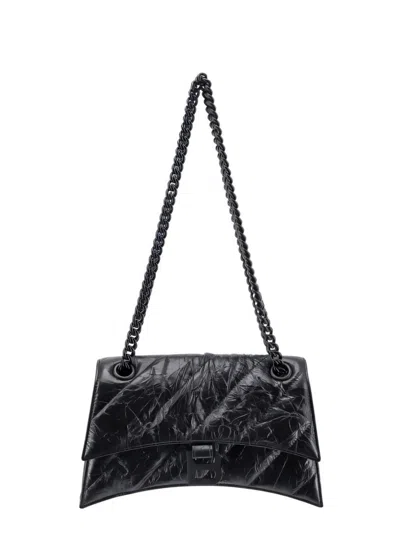 Balenciaga Crinkled Texture Shoulder Bag With Chain Strap In Black ...