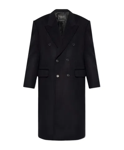 Balenciaga Double-breasted Wool Coat In Black | ModeSens