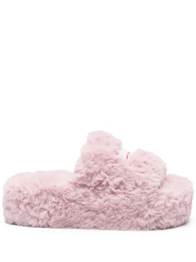 Balenciaga Furry Platform Slides In Light Pink | ModeSens