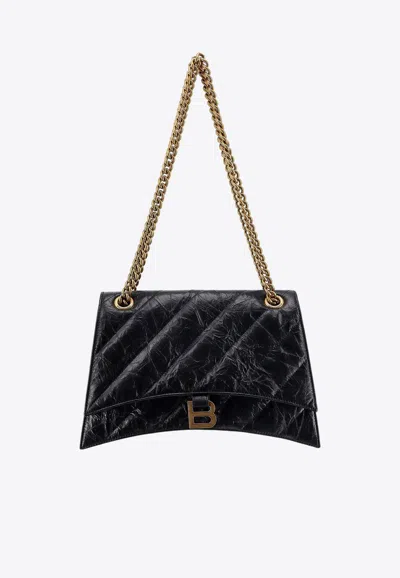 Balenciaga Medium Crush Quilted Leather Shoulder Bag In Black | ModeSens