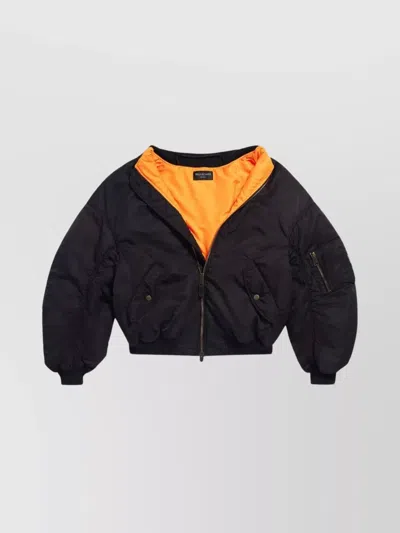 Balenciaga Padded Bomber Jacket Off-shoulder Sleeves In Black | ModeSens