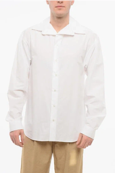 Balenciaga Popeline Cotton Shirt With Unbuttoned Collar | ModeSens