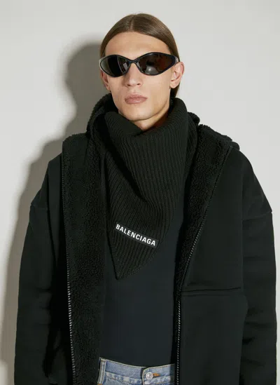 Balenciaga Men Triangle Wool Scarf In Black | ModeSens