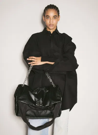 Balenciaga Monaco Large Chain Plus Shoulder Bag In Black | ModeSens