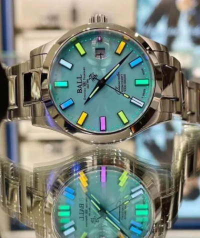 Pre-owned Ball Engineer Iii Tiffany Blue Rainbow Chronometer Cosc Watch ...