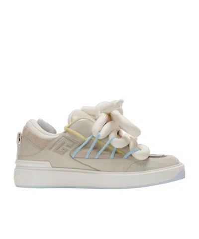 Balmain B-court Puffy Skate Trainers In Gray | ModeSens