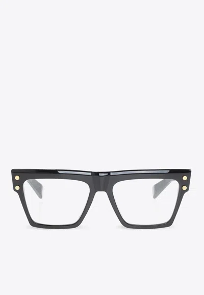 Balmain B-v Rectangular Optical Glasses In Transparent | ModeSens