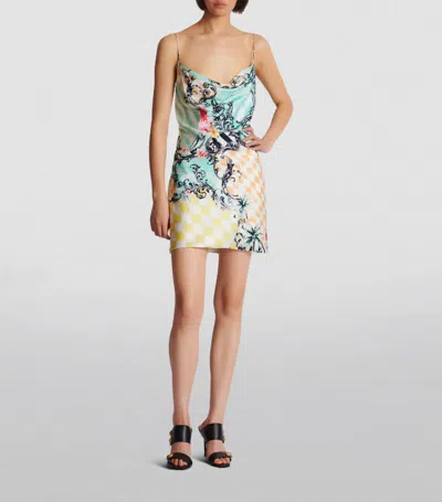 Balmain Baroque-print Cowl-neck Sleeveless Mini Dress In Multi | ModeSens