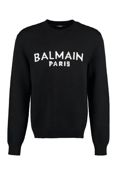 Balmain Crew-neck Wool Sweater In Black | ModeSens