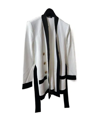 Balmain Double-breasted Belted Cardigan Coat In Gray | ModeSens