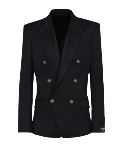 Balmain Double-breasted Blazer In Black | ModeSens
