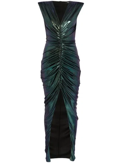 Pre-owned Balmain Draped Maxi Dress In Blue | ModeSens