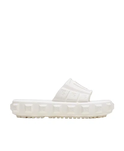 Balmain Embossed-logo Detail Slides In White | ModeSens