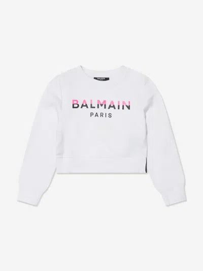 Balmain Babies' Girls Logo Sweatshirt In White | ModeSens